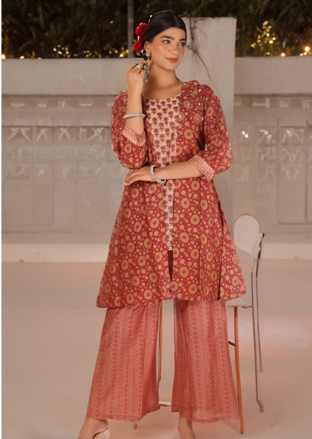 GAURI KURTA SET - RED – Phool Booti