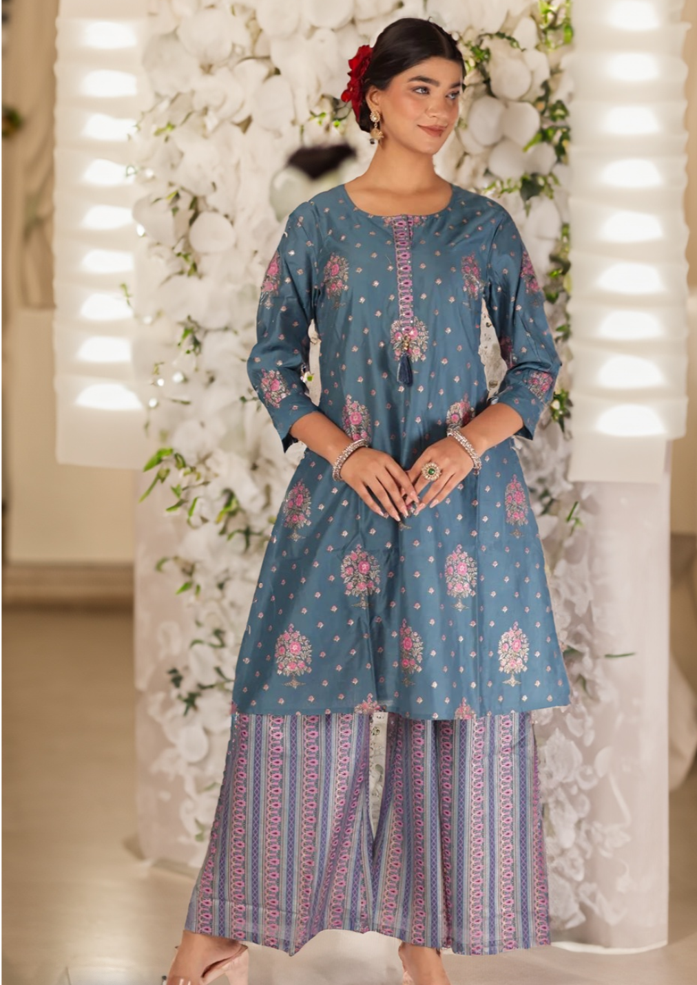 ROHINI KURTA SET - BLUE – Phool Booti