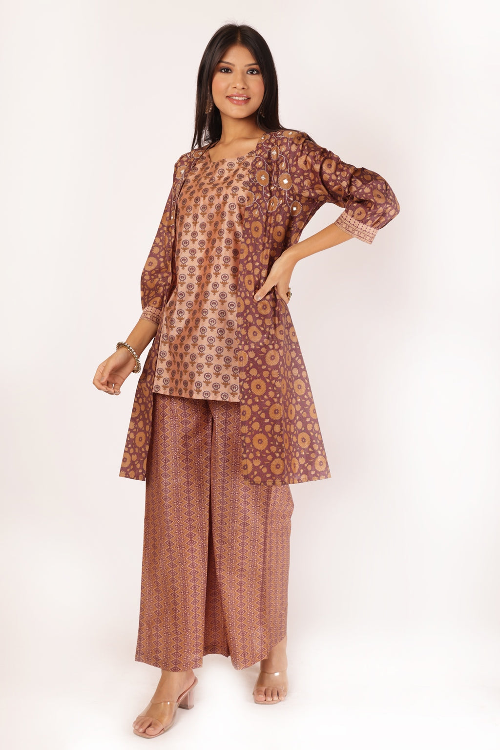 GAURI KURTA SET - WINE – Phool Booti