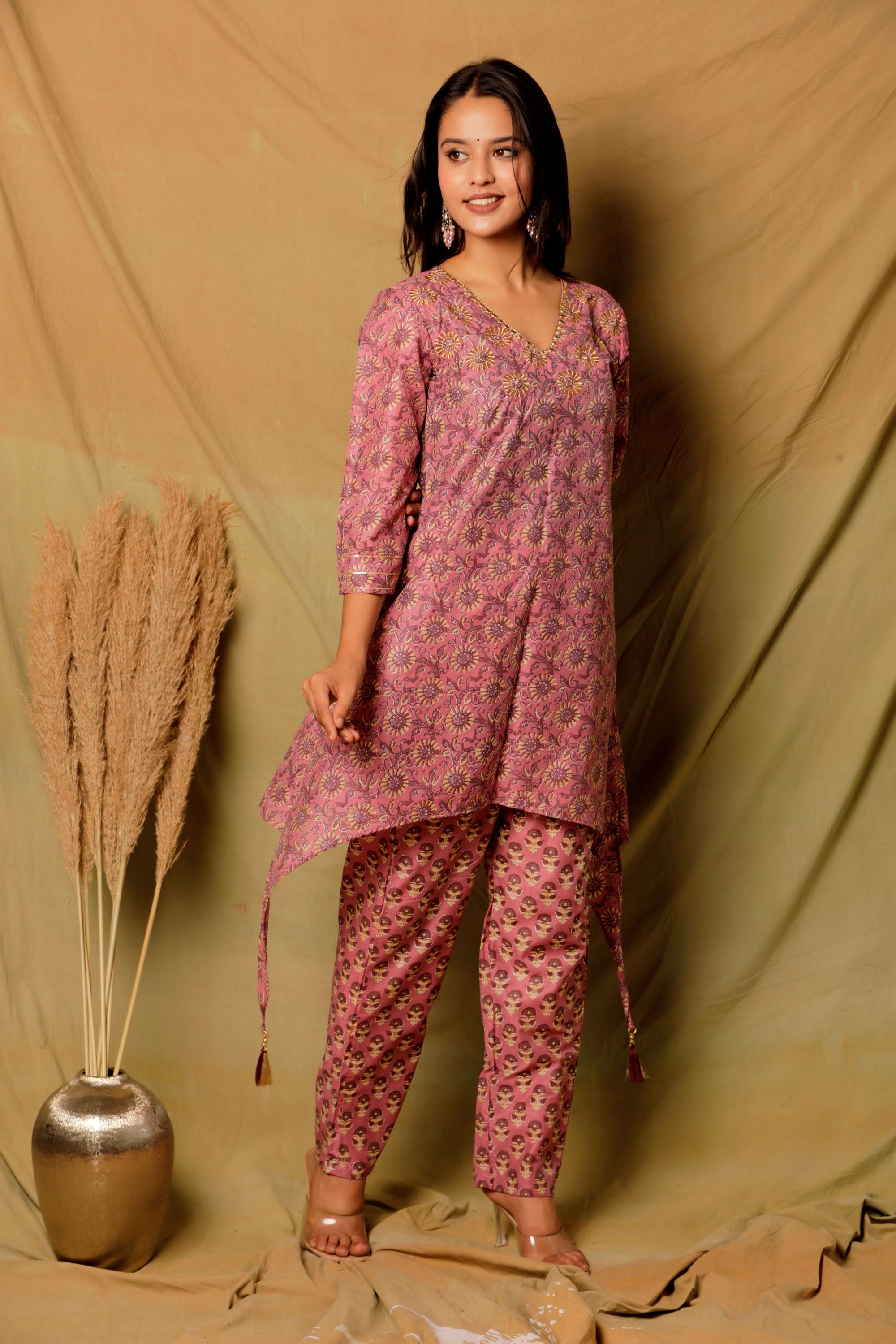 CHANDI CO-ORDS SET - PINK – Phool Booti