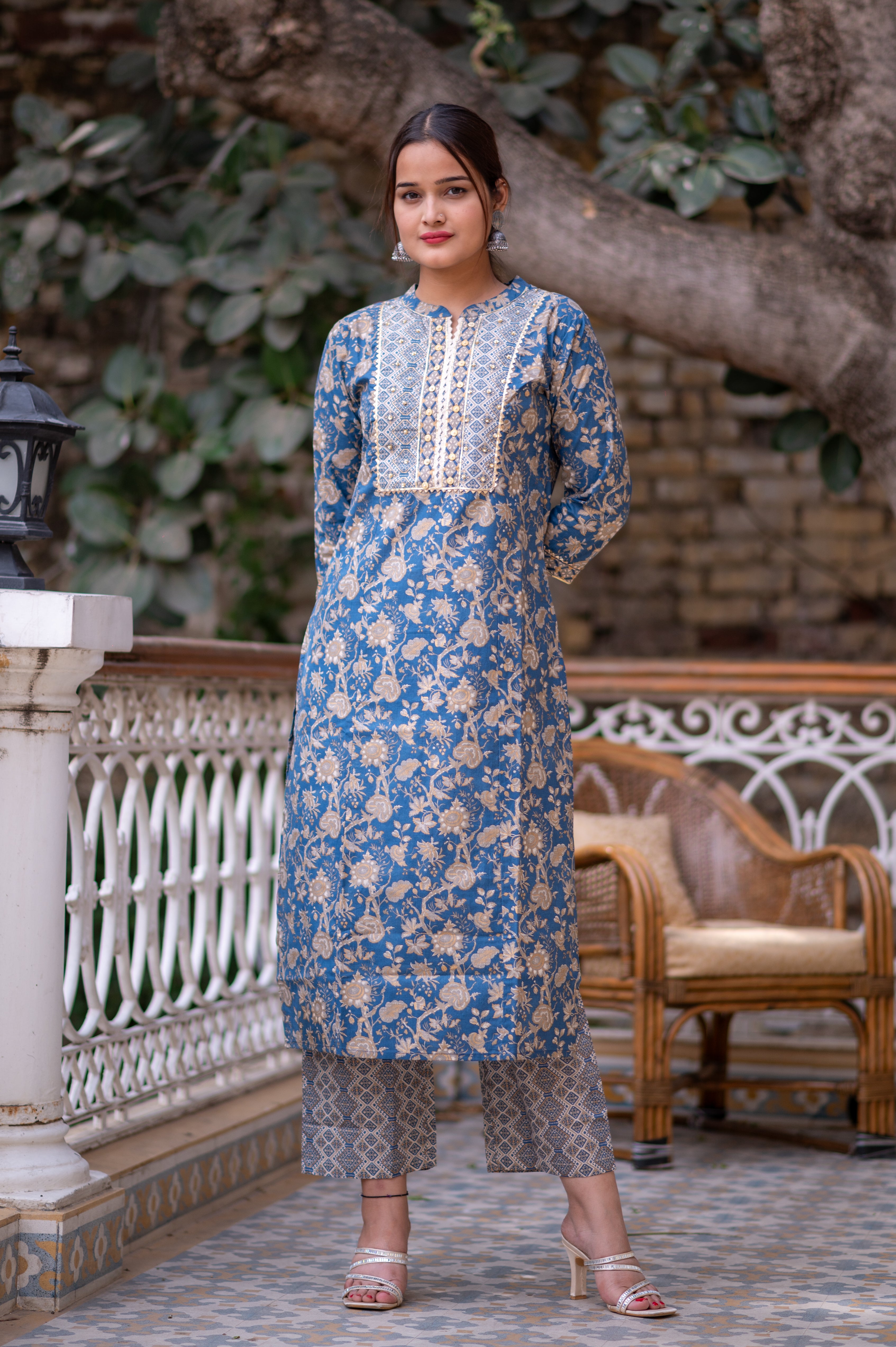 Sundari KURTA SET - blue – Phool Booti